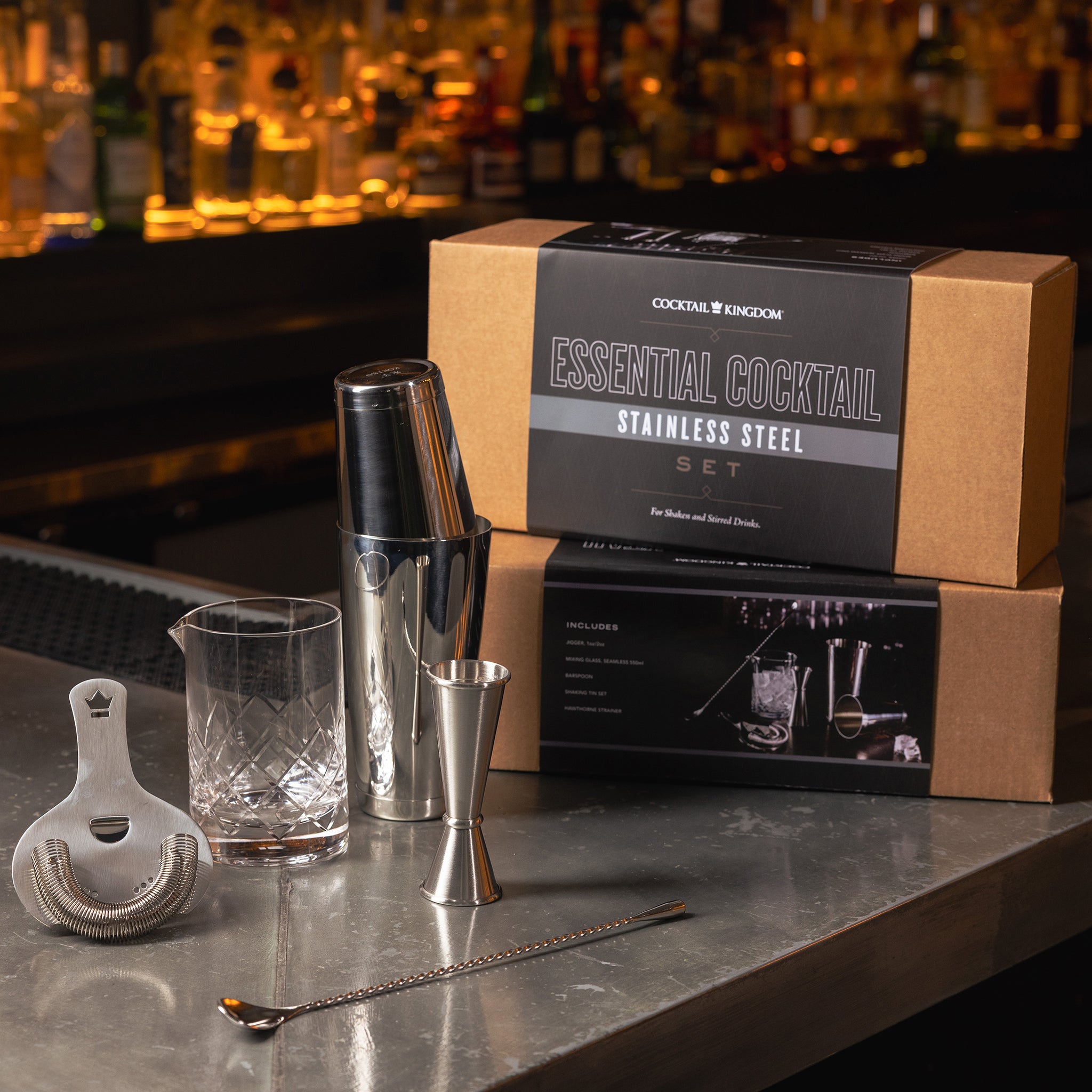 ESSENTIAL COCKTAIL SET – STAINLESS STEEL – Cocktail Kingdom