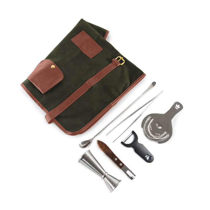 BARWARE ROLL-UP KIT – ARMY GREEN – Cocktail Kingdom